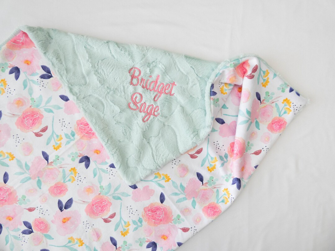 Penelope Floral Personalized Baby Blanket, Baby Girl Blanket, Baby ...