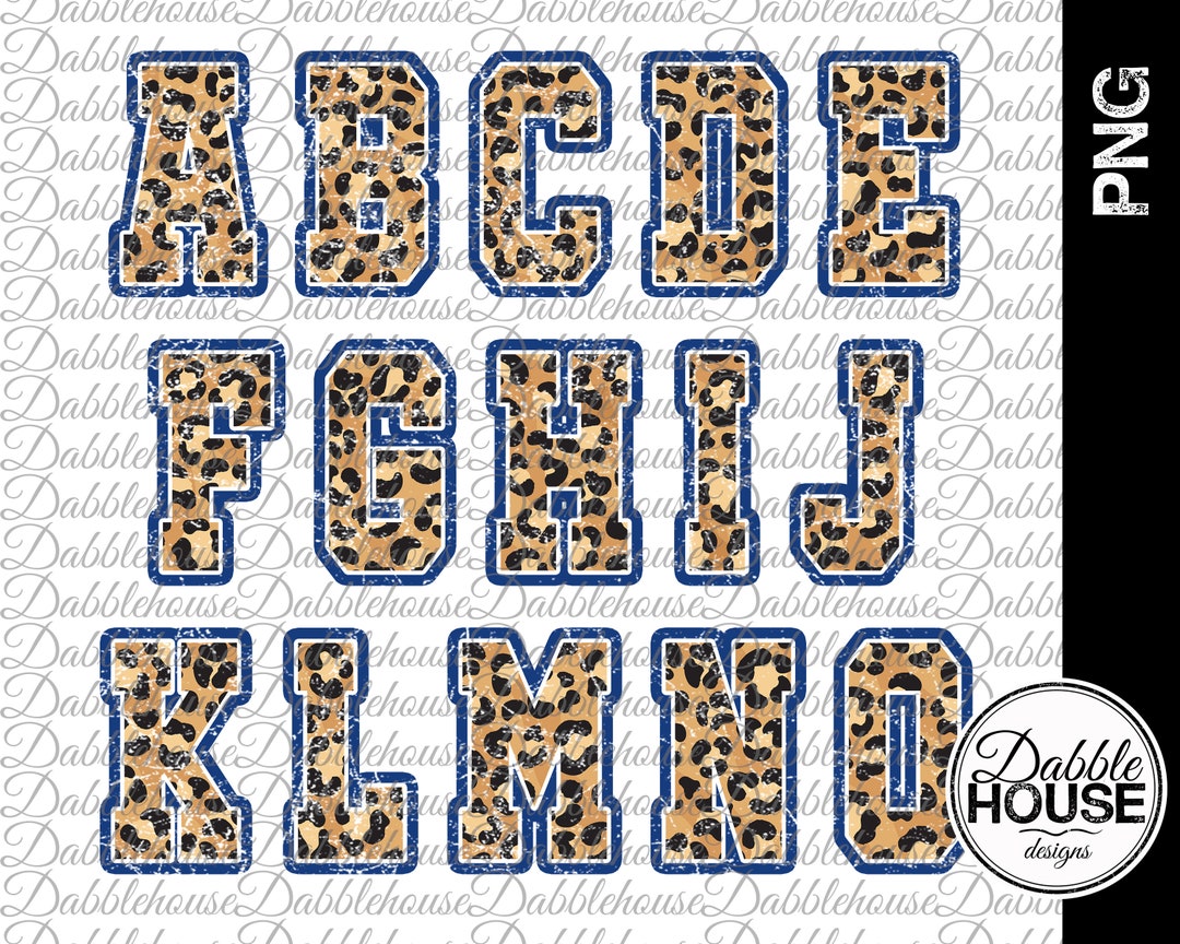 Distressed Letters · Cheetah Print · Blue · Sublimation Design · PNG ...
