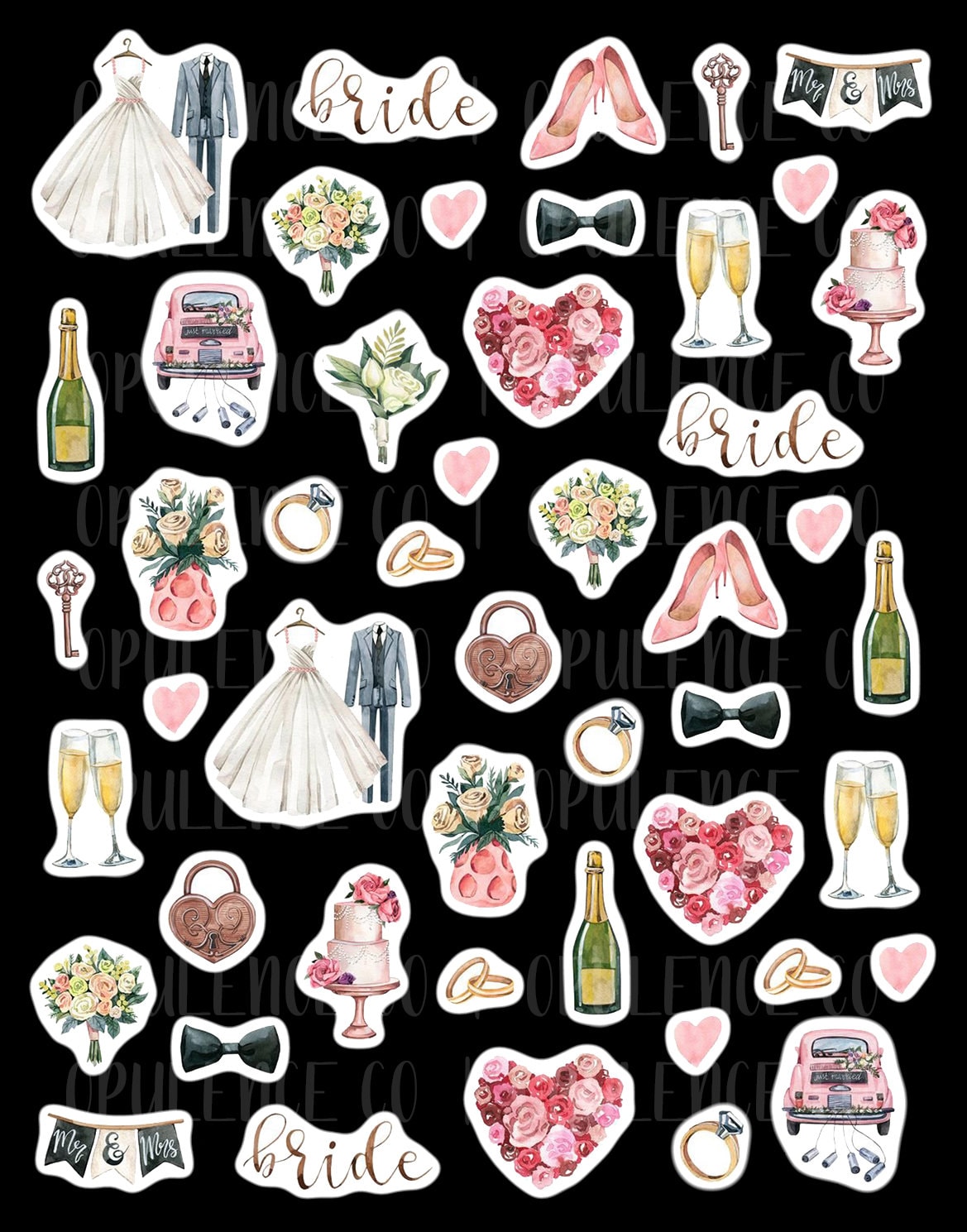 Cute Wedding Sticker Template for Cricut Air or Silhouette. Ready to ...