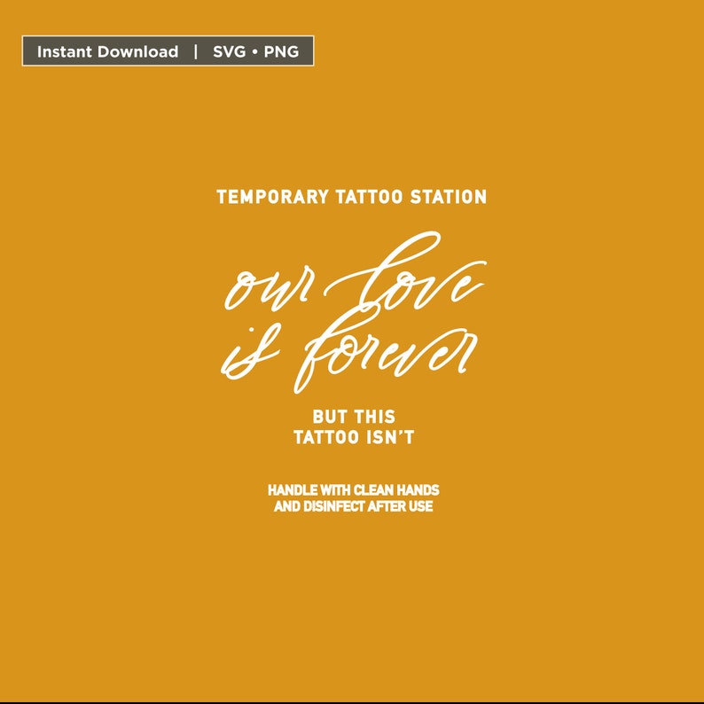Temporary Tattoo Sign SVG | PNG - Instant Download - Etsy