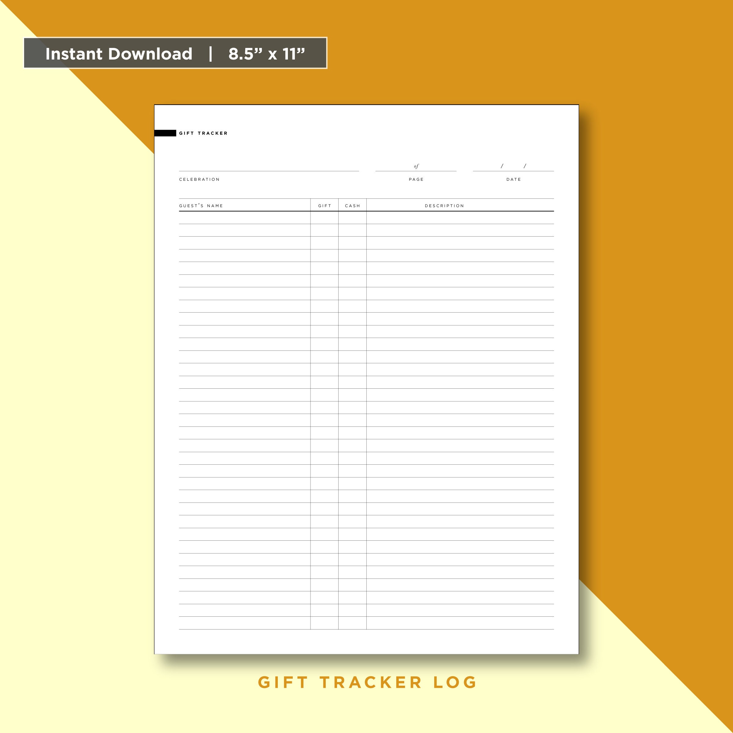 Gift Tracker - Instant Download - Printable PDF - Etsy
