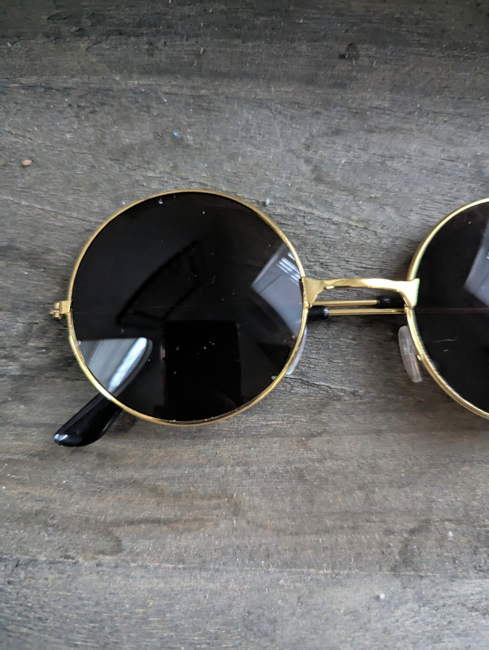 Vintage 00s Black Gold Tinted Round Circle Metal Frame Oversized ...