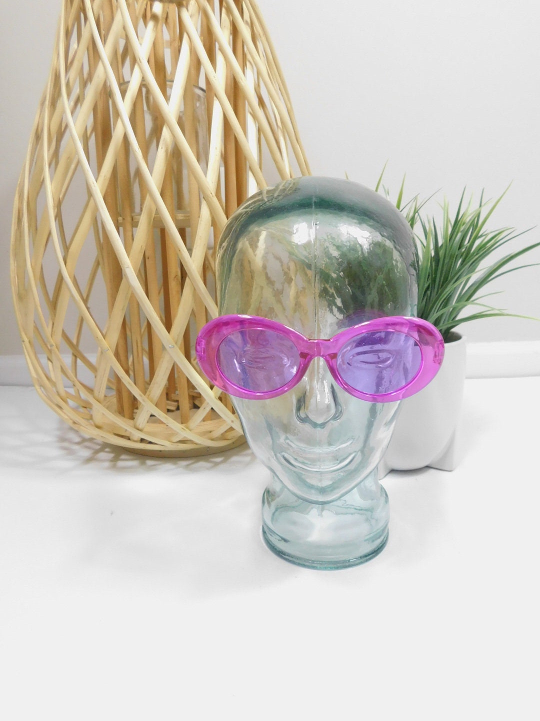 Vintage Purple Silver Glitter Sparkle Oval Shaped Tinted Rimless ...