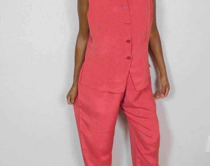 Vintage 80s Josephine Chaus Rust Umber Red Silk Button Down Collared ...
