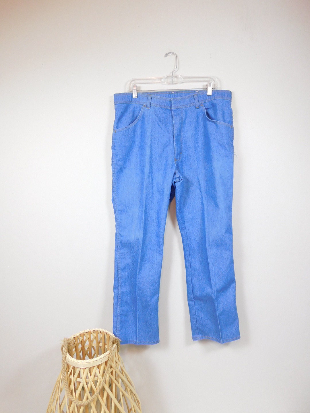 Mens Vintage 90s Light Blue Wash Denim Pleated Relaxed Fit Minimal ...