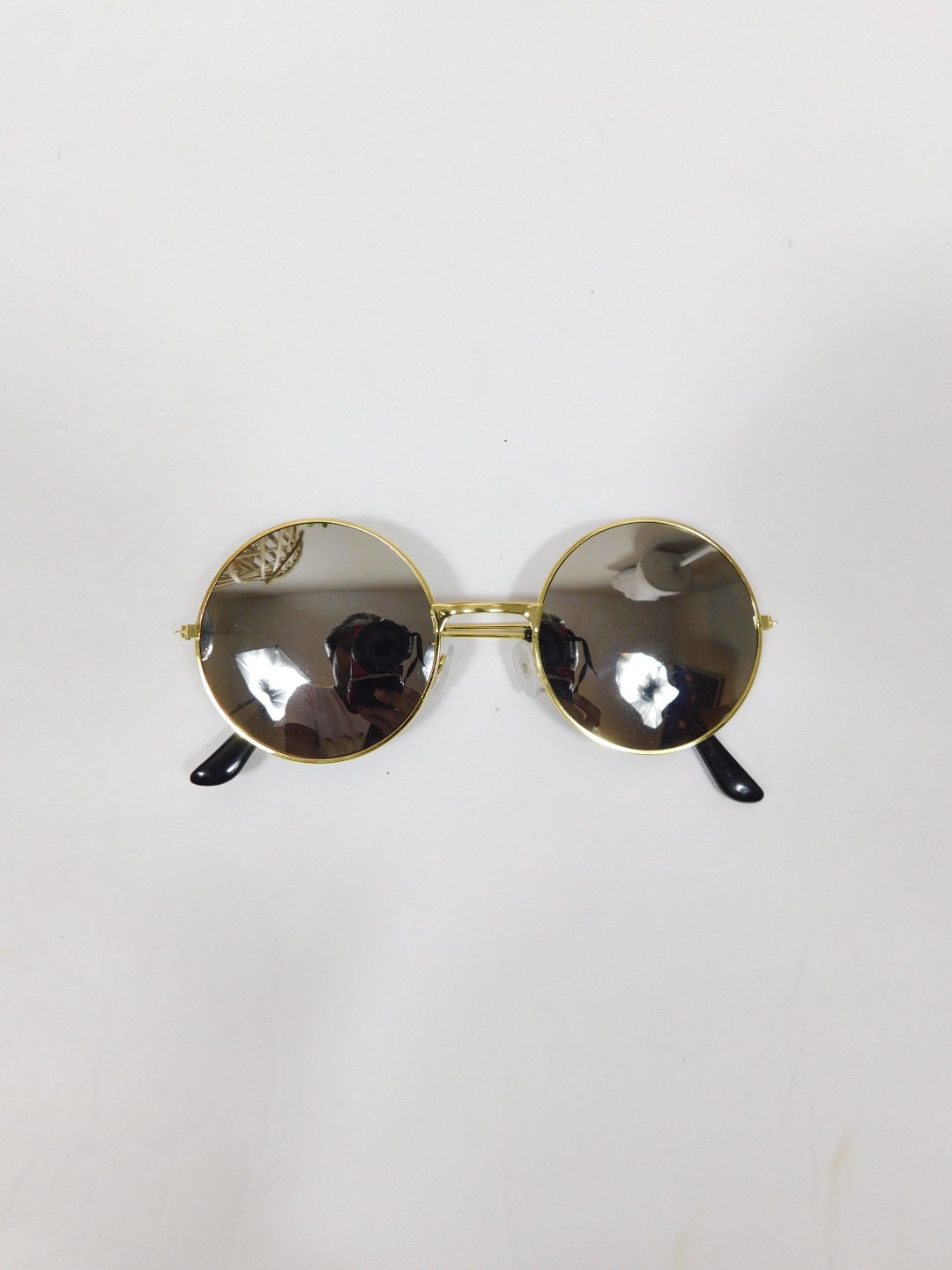 Vintage 00s Silver Gold Mirrored Big Round Circle Spectacle Sunglasses ...
