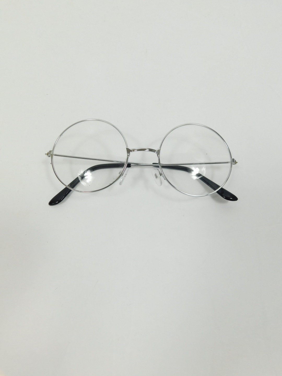Vintage 00s Clear Silver Round Big Spectacle Transparent Metal Frame ...