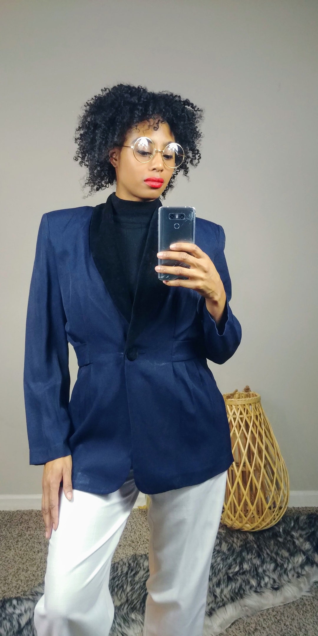 Vintage Dani Max Lois Snyder Navy Black Velvet Trim Equestrian Button ...