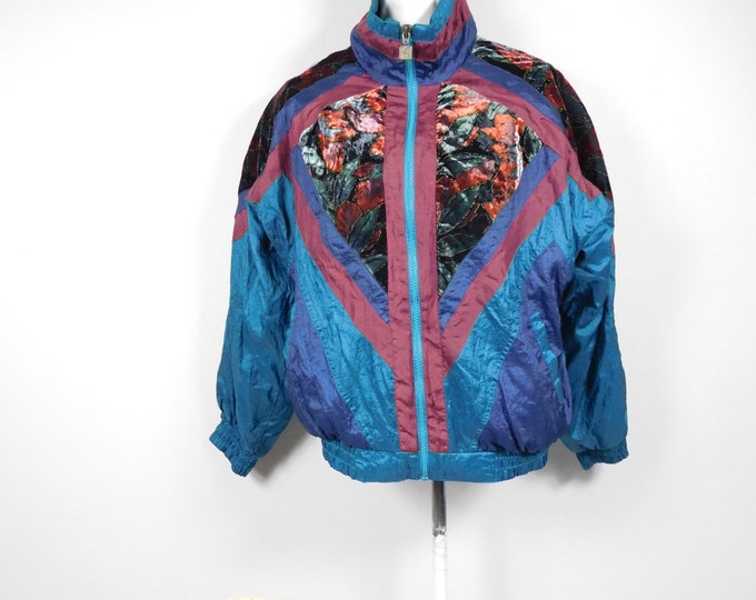 Vintage Active Stuff Teal Green Multicolor Leaf Print Oversize - Etsy