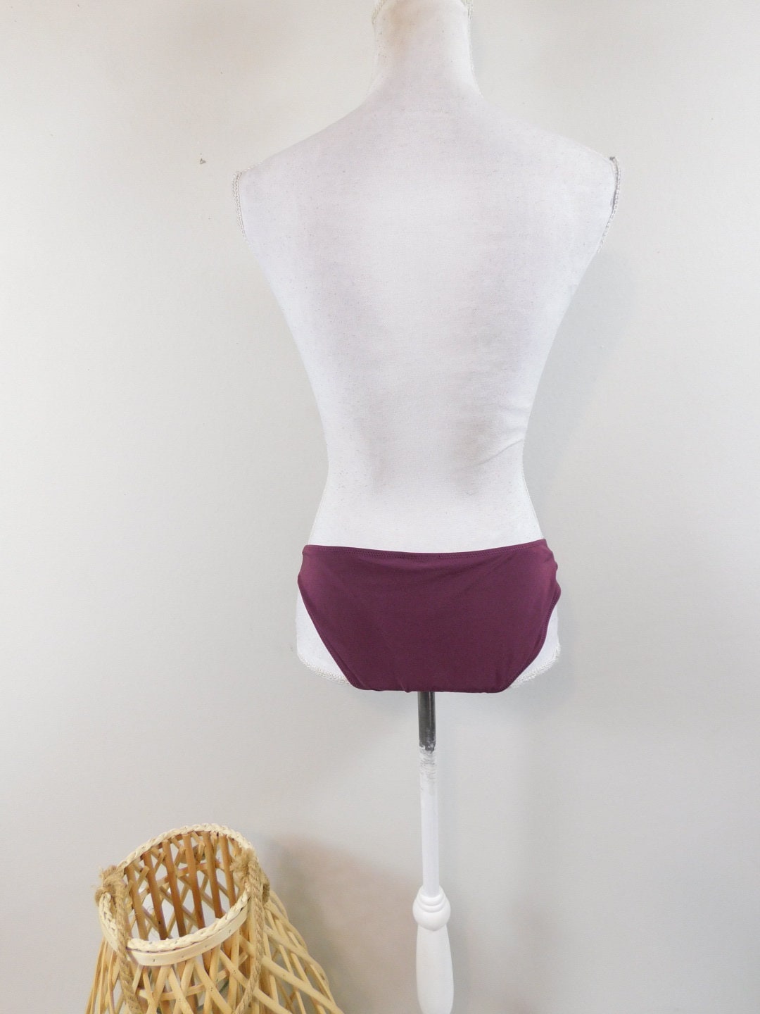 Vintage 00s Burgundy Red Bikini Spandex Matte Low Waist Lined Minimal ...