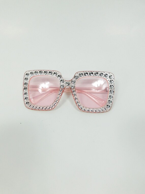 Vintage Pink Embellished Diamond Frame Fashion Big S… - Gem