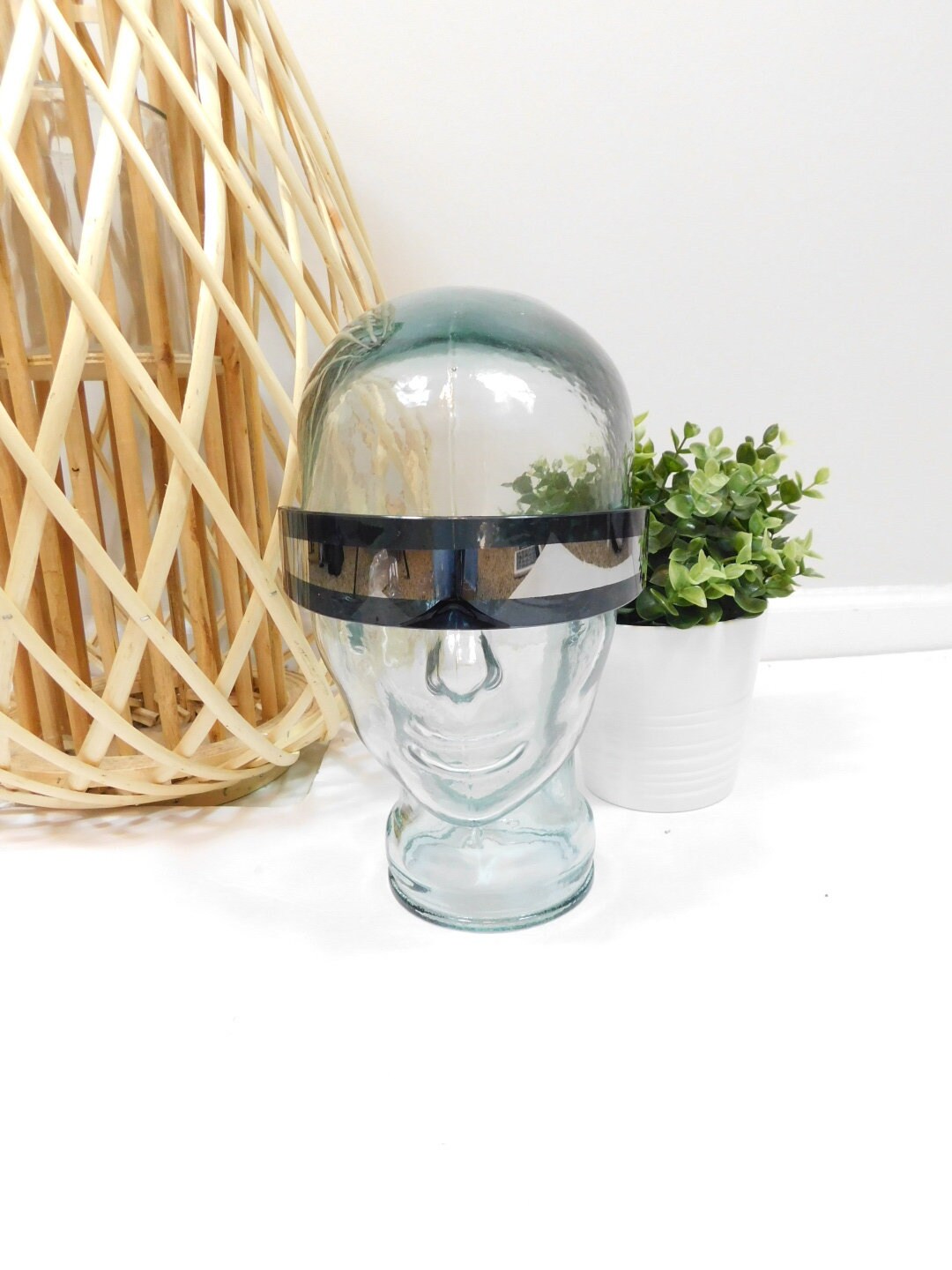 Vintage 00s Black Silver Mirrored One Single Piece Robotic Shield ...