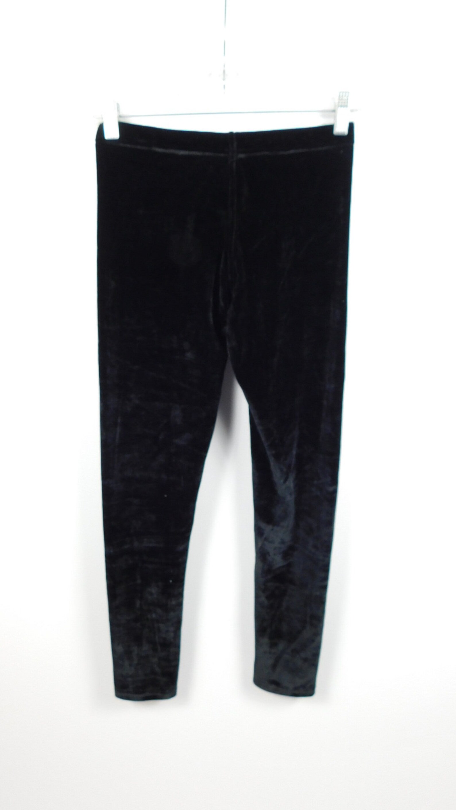 Vintage 1990s Black Velvet Stretch High Waisted Polyester Solid Skinny ...