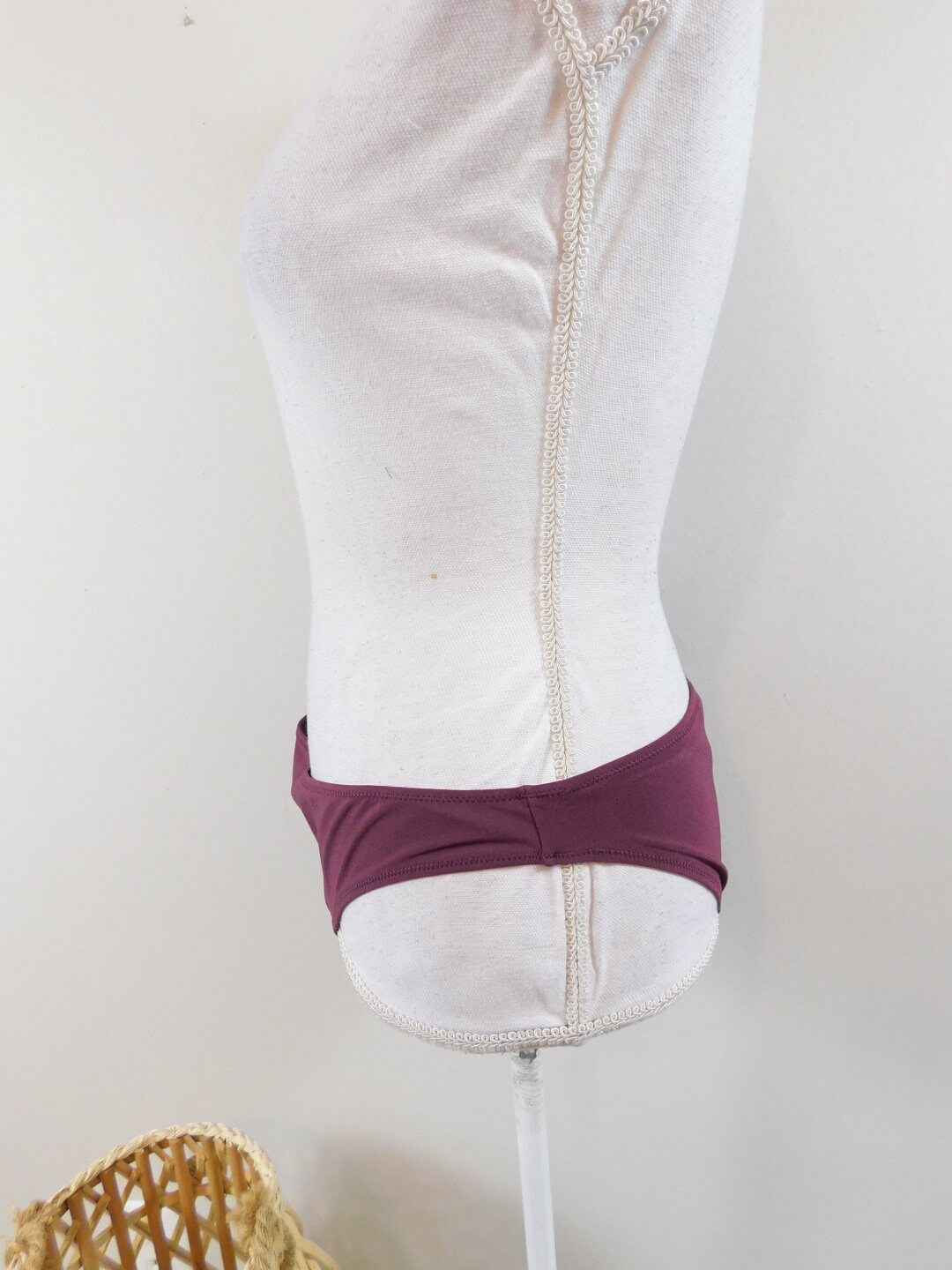 Vintage 00s Burgundy Red Bikini Spandex Matte Low Waist Lined Minimal ...