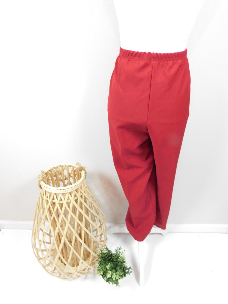 Vintage 80s Nikki Dark Red Polyester High Elastic Waist Pleated ...