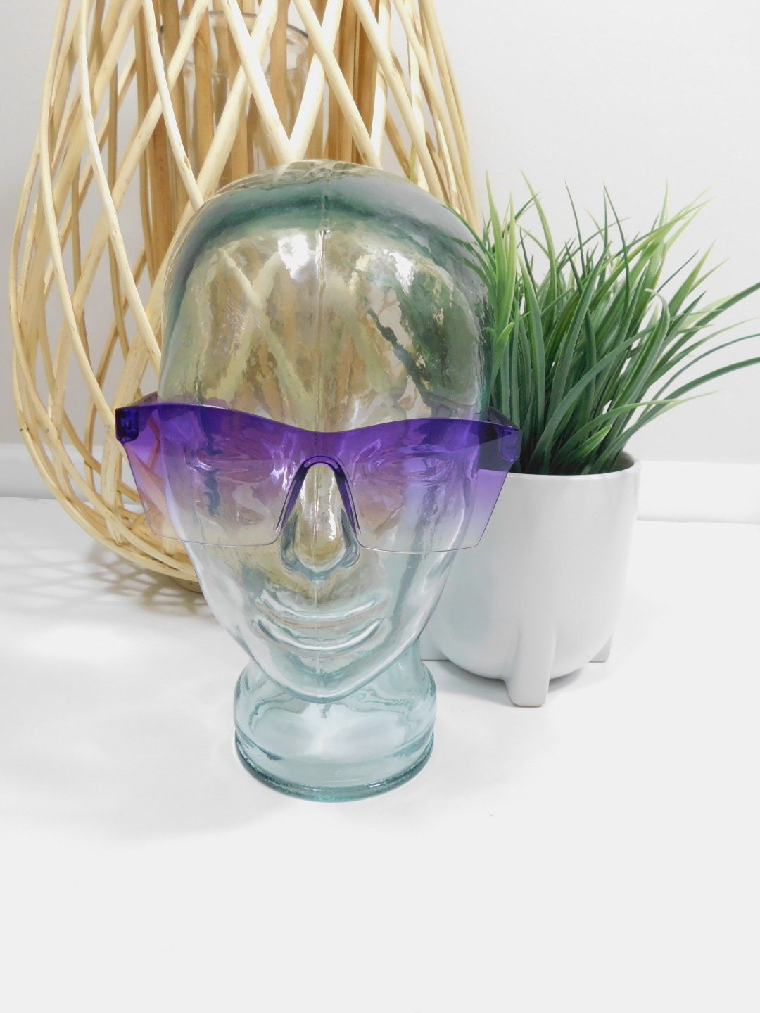 Vintage Ombre Tinted Purple Clear Transparent Square Rimless Frame ...