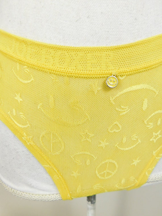 Vintage 00s Joe Boxer Yellow Lace Sheer High Waist Sm… - Gem