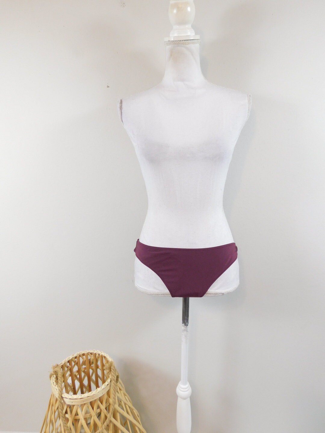 Vintage 00s Burgundy Red Bikini Spandex Matte Low Waist Lined Minimal ...