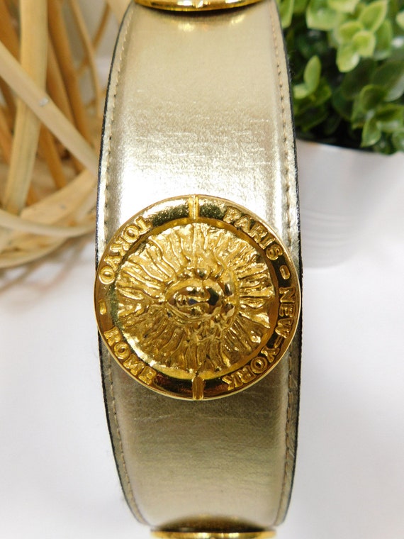 Vintage 80s Omega Gold Tone Medallion Coin Face Tokyo… - Gem