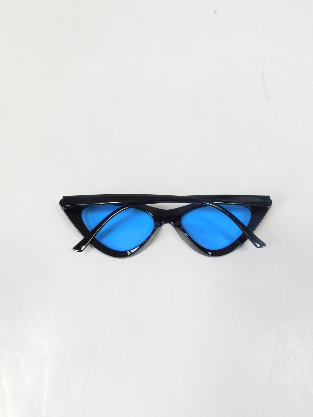 Vintage Black Blue Cat Eye Triangle Tinted Rimless Transparent - Etsy UK