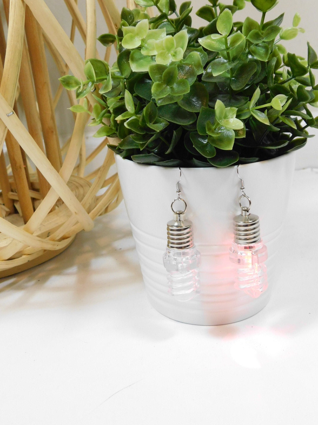 Vintage 00s Light Bulb Clear Acrylic LED Silver Metal Party Statement ...