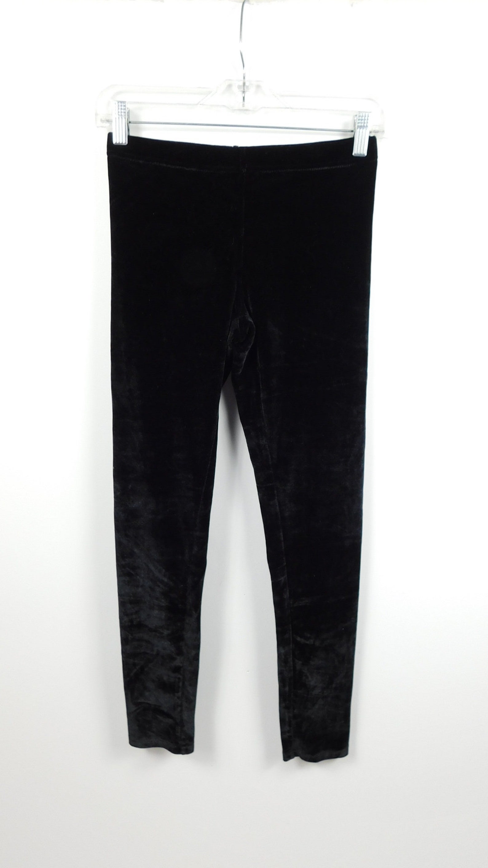 Vintage 1990s Black Velvet Stretch High Waisted Polyester Solid Skinny ...