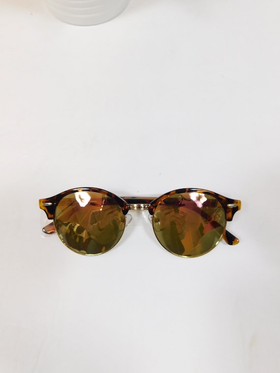 Vintage 90s Malcolm X Horn Rim Pink Mirrored Cheetah … - Gem