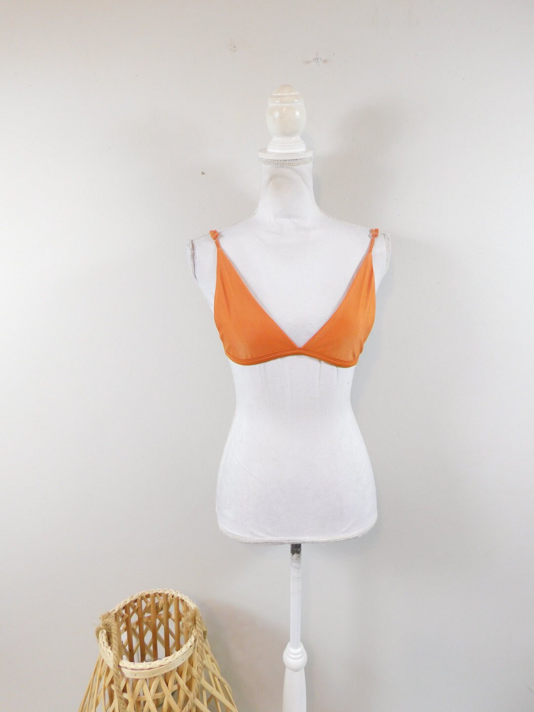 Vintage 00s Burnt Orange Triangle Spaghetti Strap Solid Bikini Bra Top ...