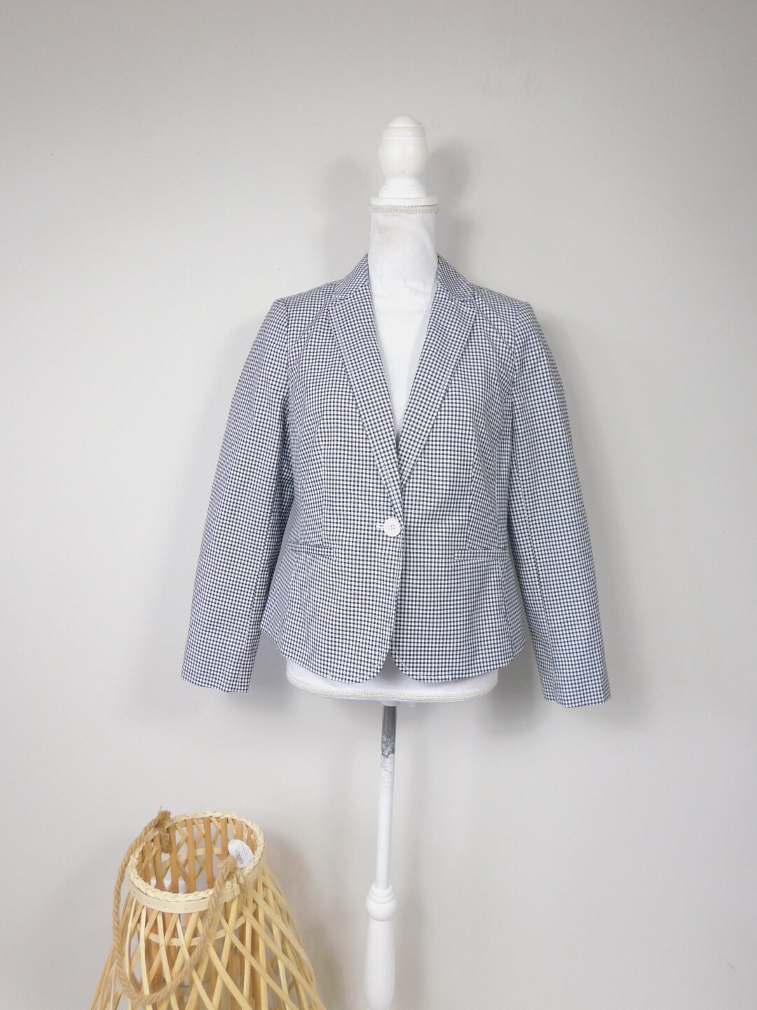 Vintage 90s Talbots White Black Grid Gingham Plaid Checkered Print One ...