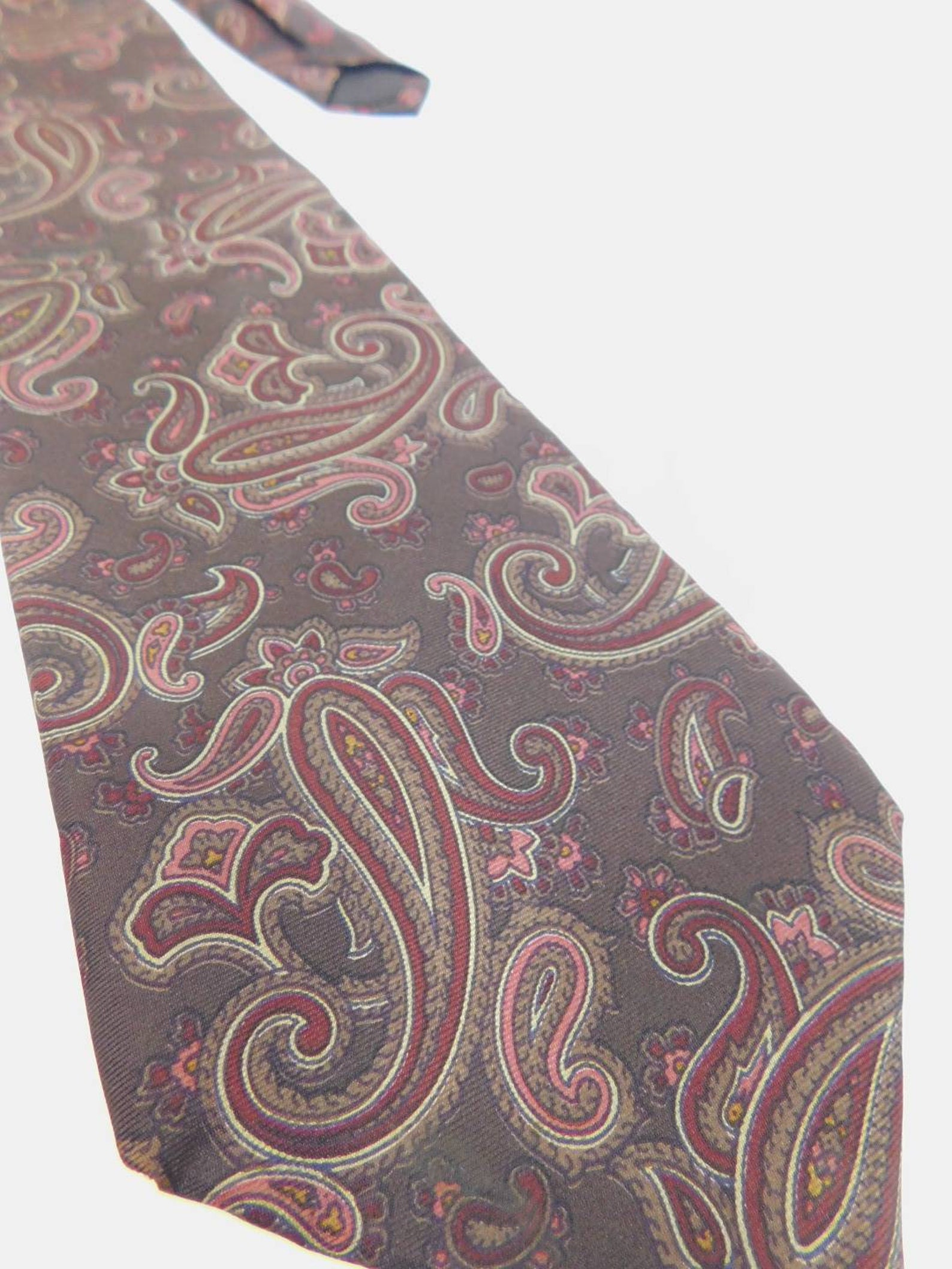 Mens Vintage 70s Bay Area Traders Pure Silk Dark Brown Burgundy Paisley ...