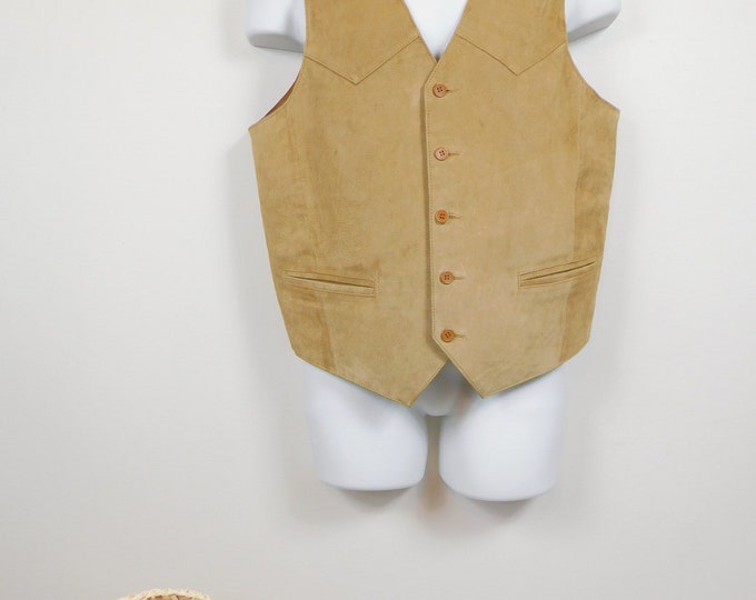 Mens Vintage Lermit Platinum Tan Suede Leather Button up Minimal ...