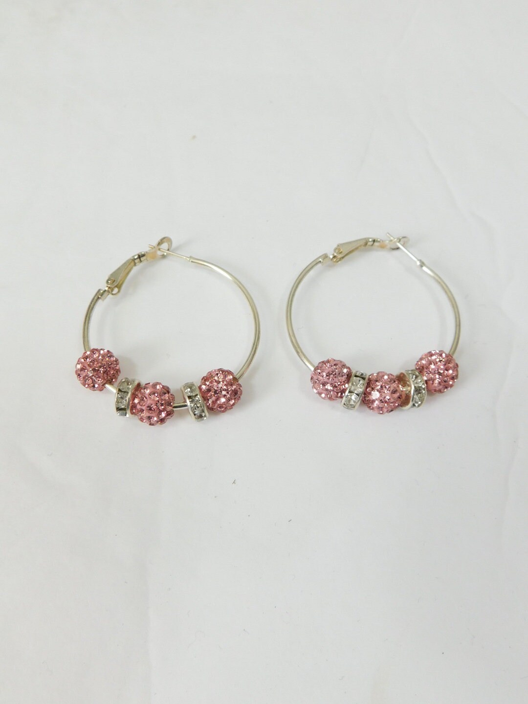 Vintage 00s Pink Silver Diamond Rhinestone Balls Crystal Beads ...