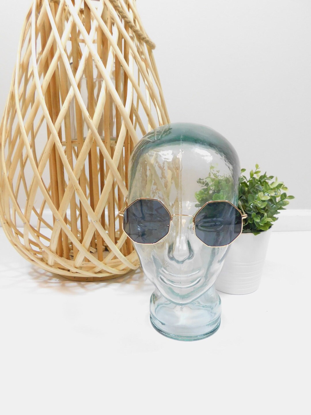 Vintage 00s Black Gold Octagon Shaped Tinted Metal Frame Transparent ...
