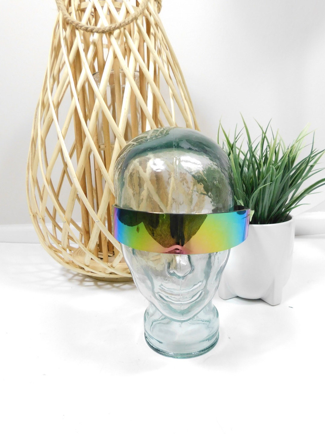 Vintage 00s Colorful Black Mirrored One Single Piece Robotic Reflective ...
