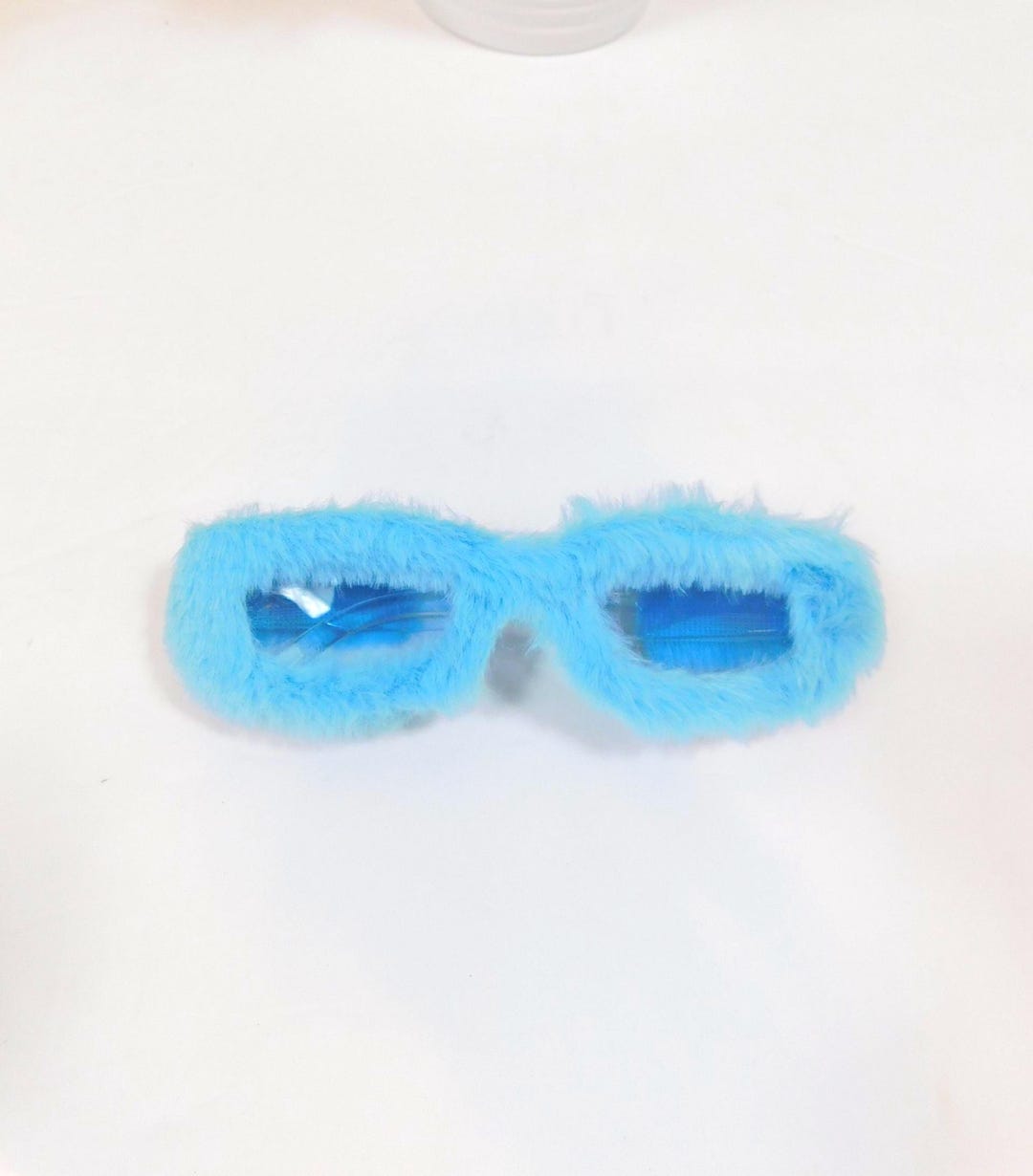 Vintage 00s Faux Fur Fuzzy Light Blue Rectangular Shaped Tinted Fashion ...
