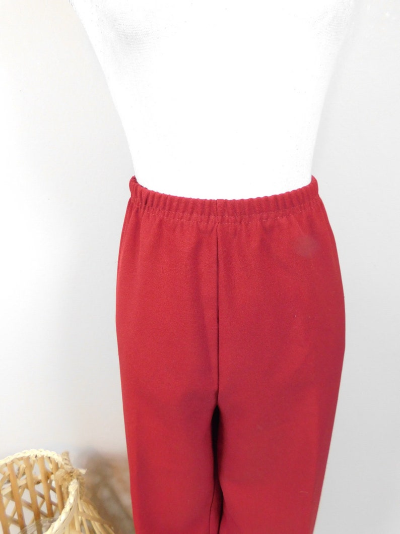 Vintage 80s Nikki Dark Red Polyester High Elastic Waist Pleated ...