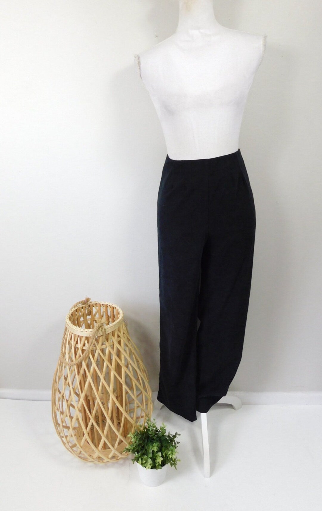 Vintage 80s Leslie Day Sport Black Faux Suede High Elastic Waist ...