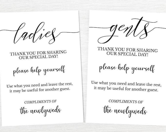Wedding Bathroom Sign Wedding Bathroom Basket Sign Wedding - Etsy