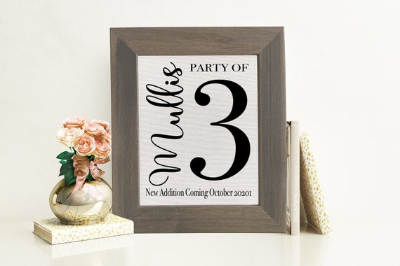 Party of 3 Sign Personalized Housewarming Gift Family Number - Etsy