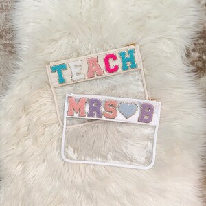 DIY Clear Pouch With Patches Custom Clear Zipper Pouch With Letters ...