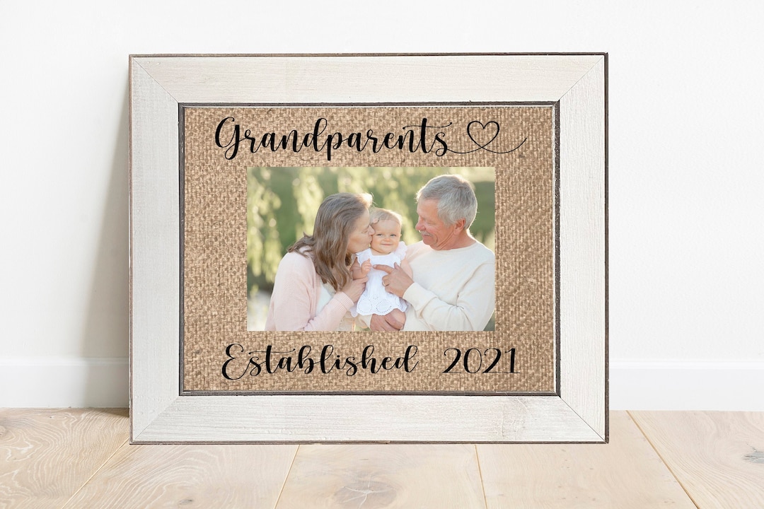 Baby Announcement Grandparent Frame Custom New Grandparents Gift Reveal ...