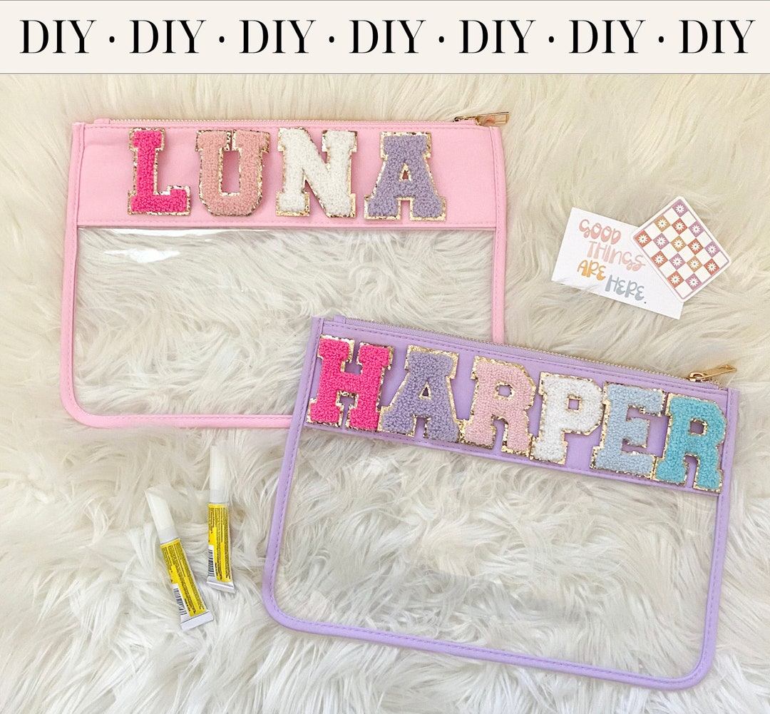 DIY Clear Pouch With Patches Custom Clear Zipper Pouch With Letters ...