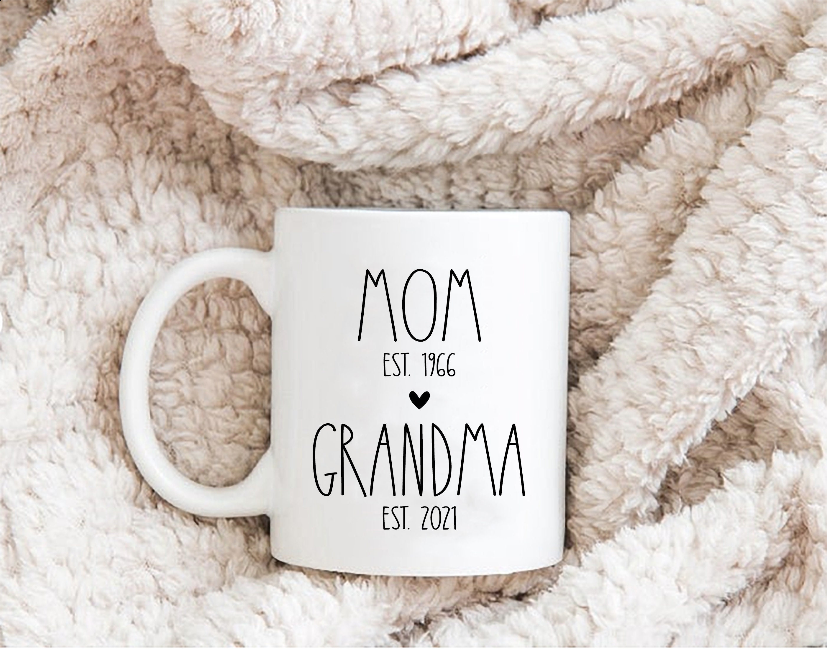 Mom Est Grandma Est Mug Mothers Day First Time Grandma Mug New Etsy