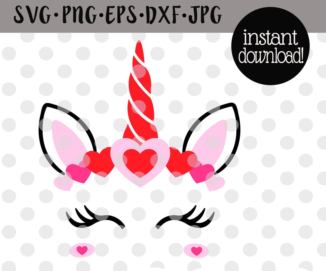 Valentines Unicorn Svg Valentine's Day Clipart Head Face Little Baby ...