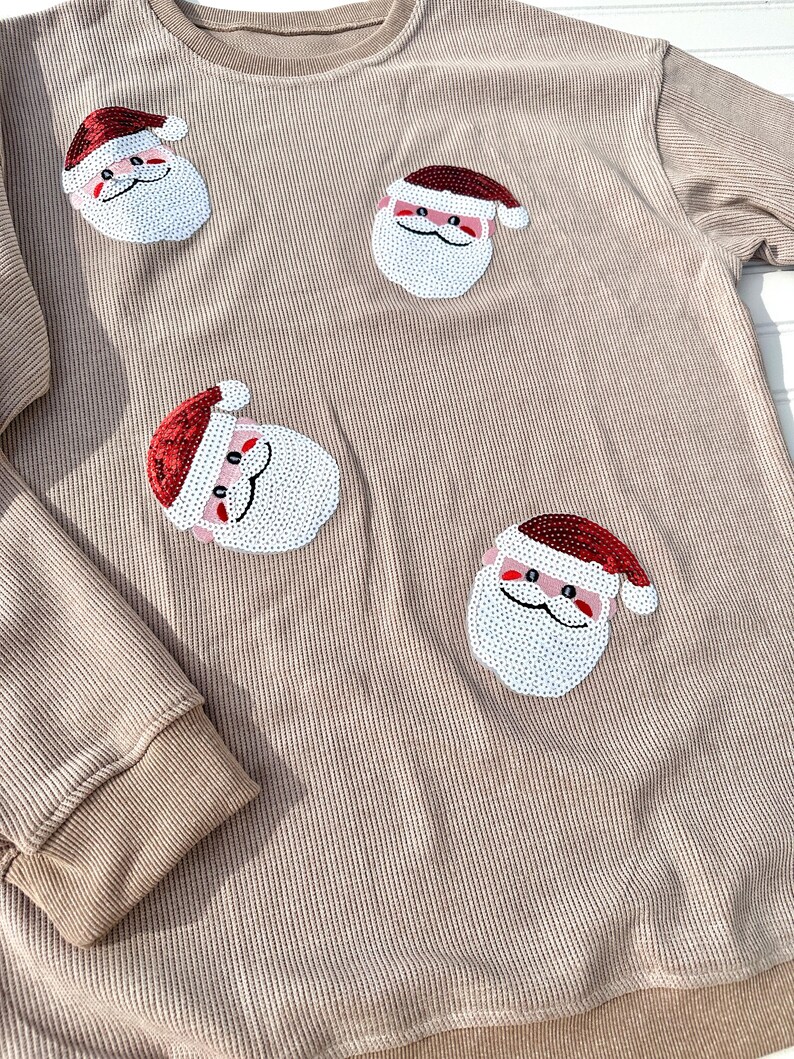 Santa Sequin Sweatshirt for Women Christmas Sweatshirt With Santa ...