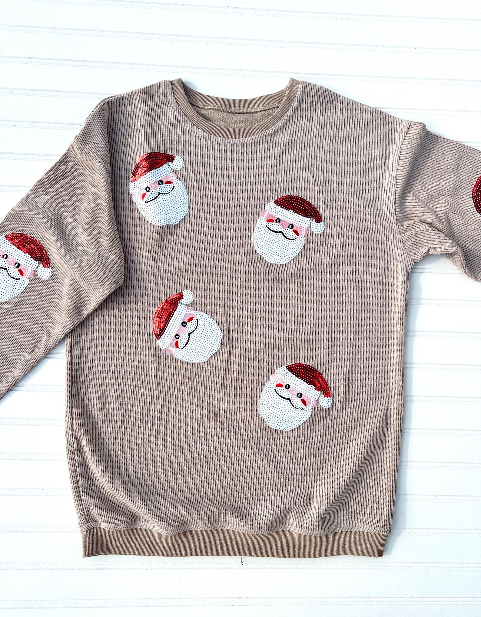 Santa Sequin Sweatshirt for Women Christmas Sweatshirt With Santa ...