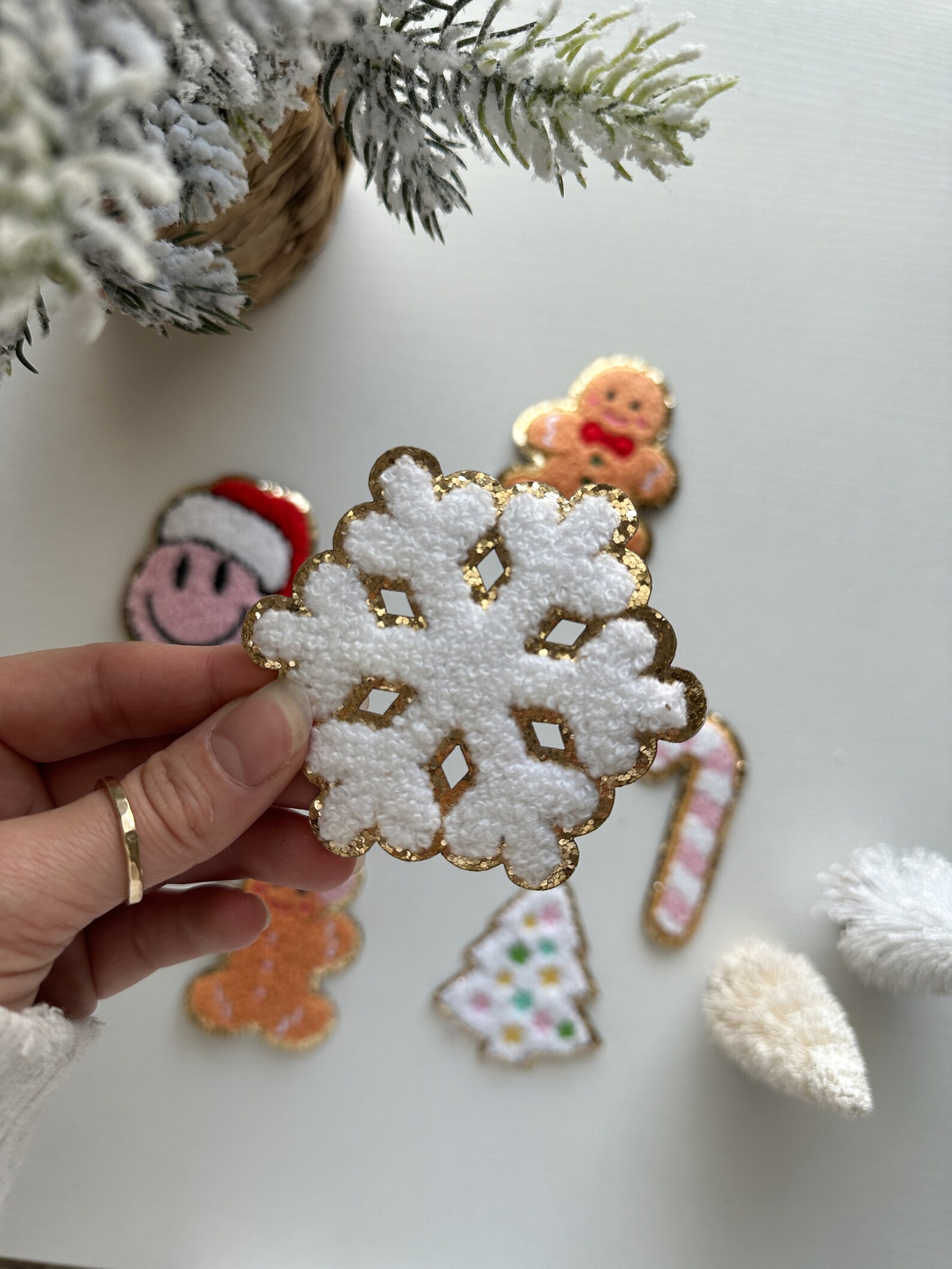 Christmas Patch Chenille Christmas Patch Self Adhesive Gingerbread Man ...