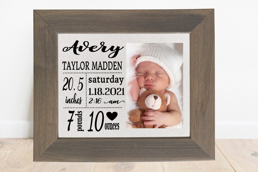 Newborn Picture Frame Personalized Newborn Photo Frame Custom Birth ...