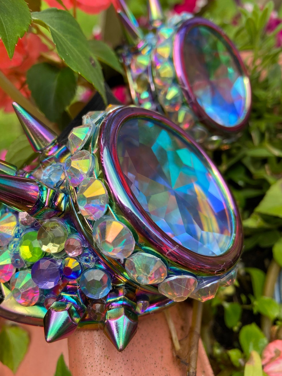 Rainbow Gem Steampunk Spiked Goggles - Etsy