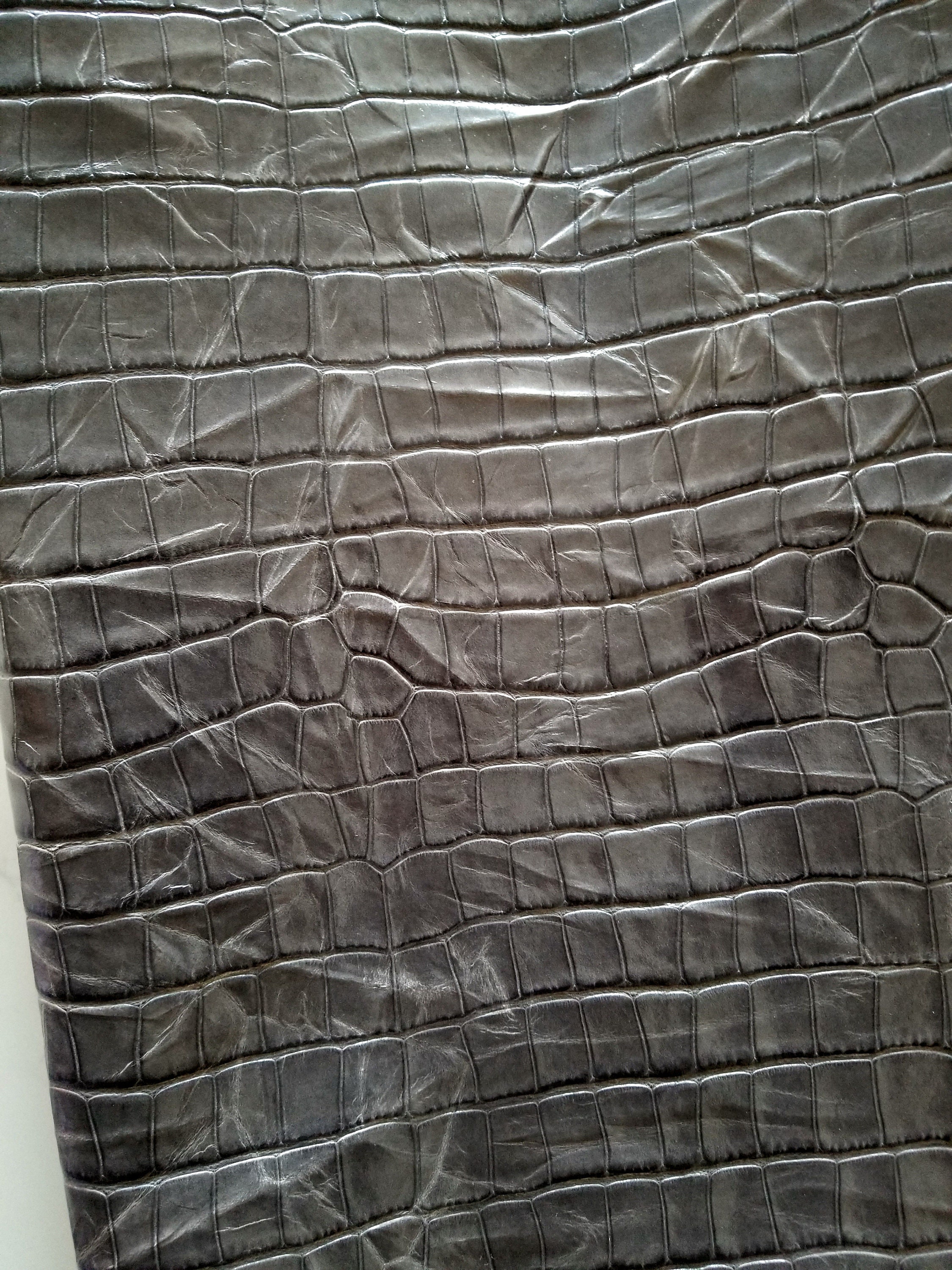 Real Leather Fabric,crafting Leather, Embossed Grey Mock Croc /gator - Etsy